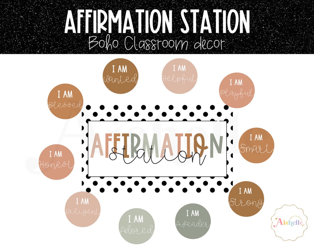 Classroom Affirmation Station Mirror Display | Boho Classroom Decor ...