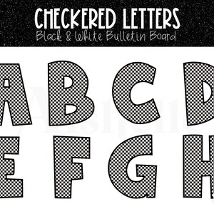 Black & White Checkered Bulletin Board Letters A-Z | Classroom Decor ...