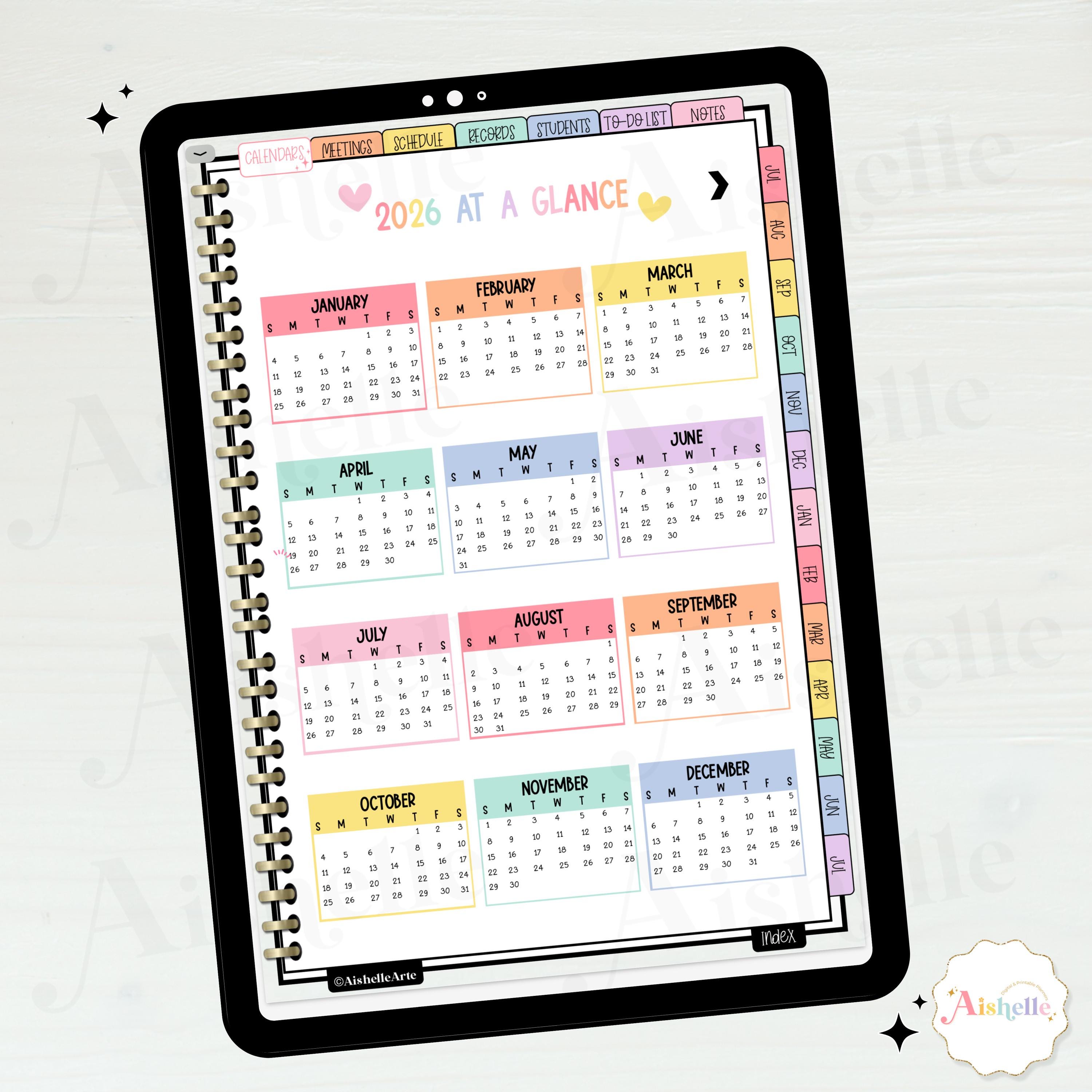 Digital Teacher Planner 2026-2027 | Teacher Goodnotes | With Rainbow ...