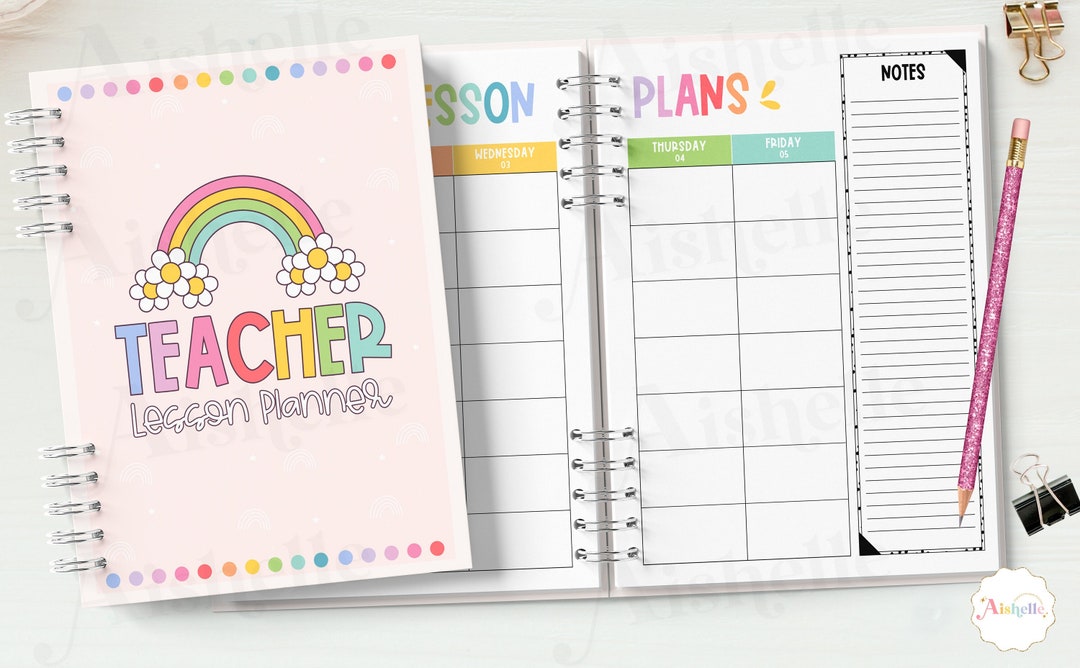 Printable Teacher Planner 2024-2025 | Teacher Binder | Cute Rainbow ...