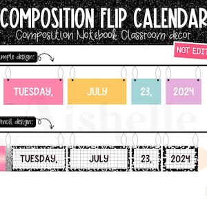 Pencil Flip Calendar Display | Composition Book Classroom Decor ...