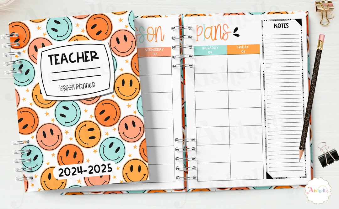 2024-2025 Teacher Planner Printable | Teacher Binder | Groovy Happy ...