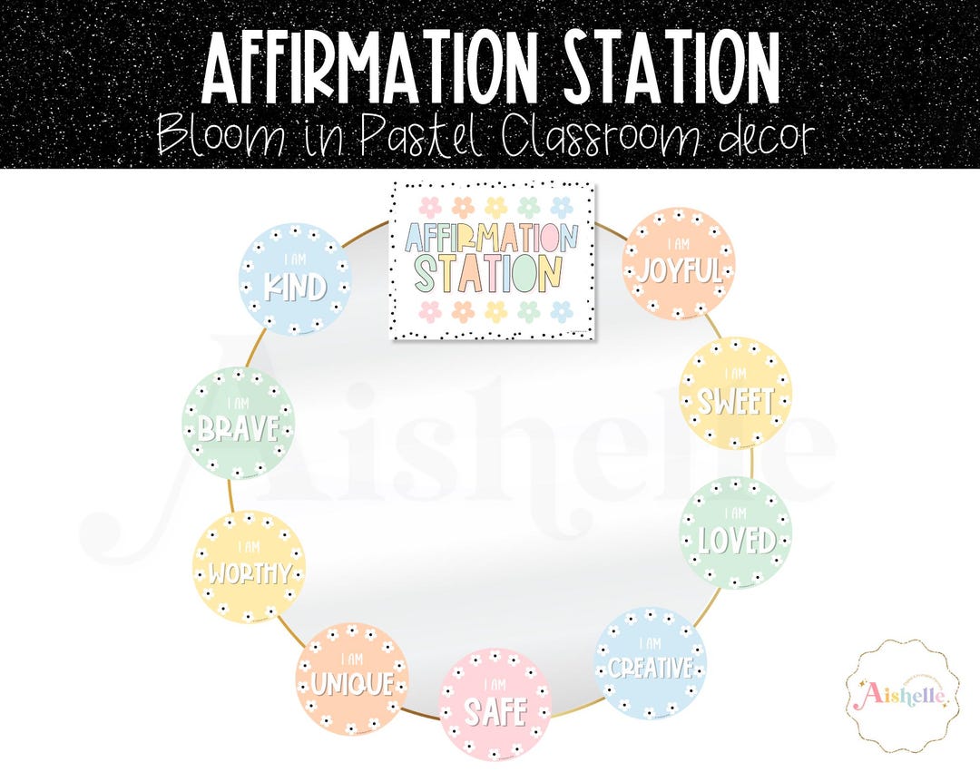Classroom Affirmation Station Mirror Display | Pastel Classroom Decor ...