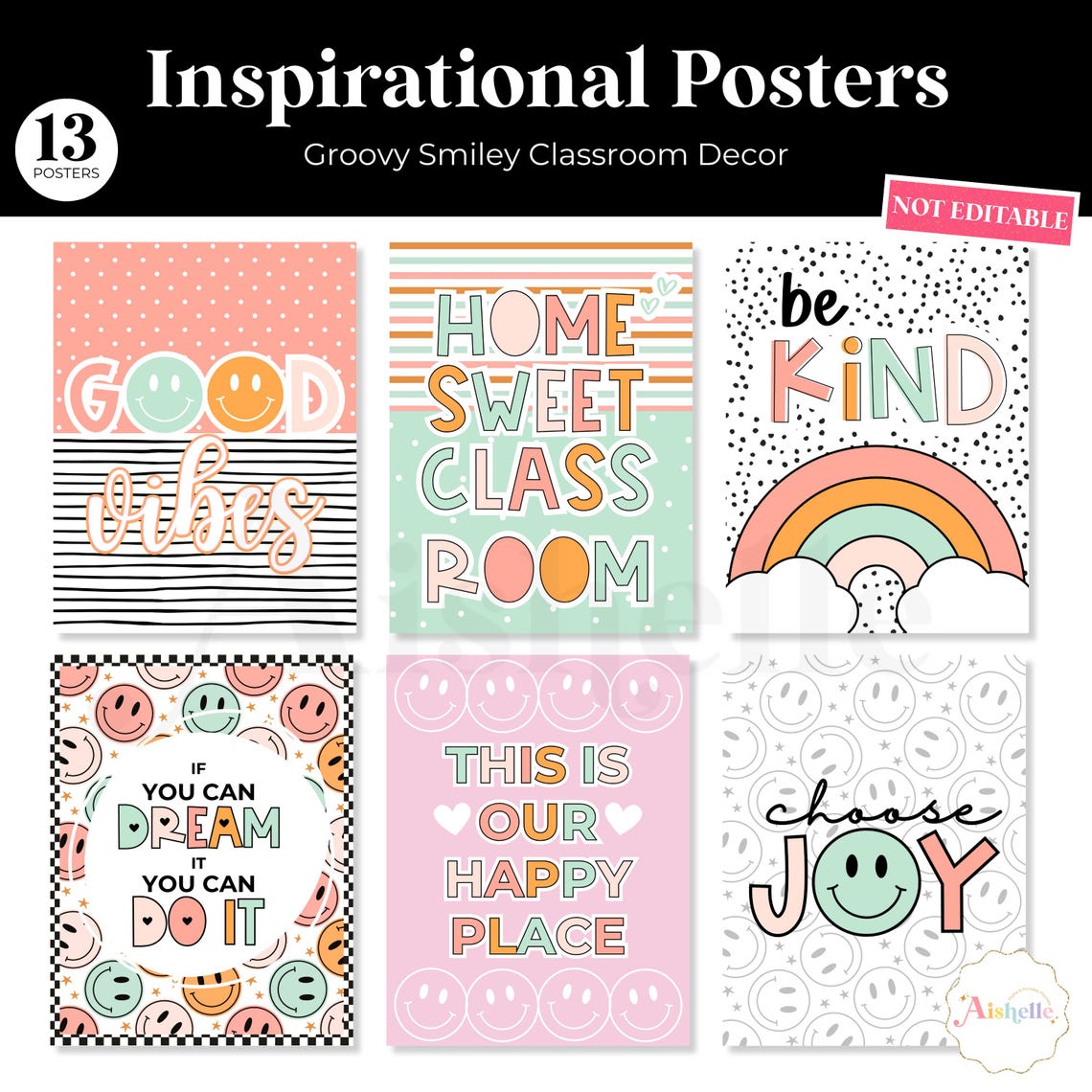 Classroom Inspirational Posters | Groovy Smiley Classroom Decor ...