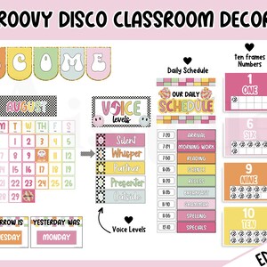 Editable Retro Groovy Disco Classroom Decor Bundle PERSONAL USE - Etsy