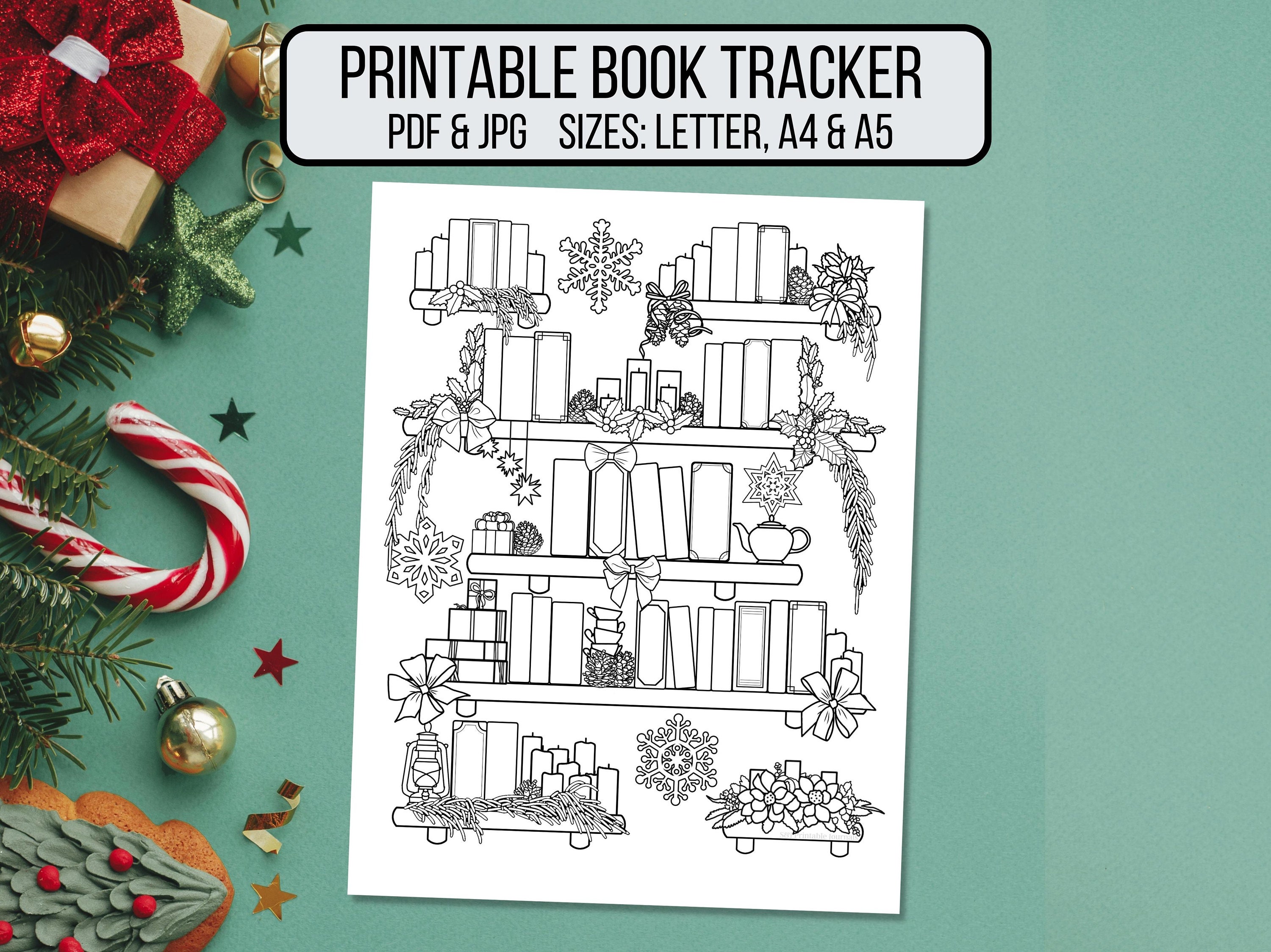 Printable December Floating Bookshelf Book Tracker Reading Log, Winter ...