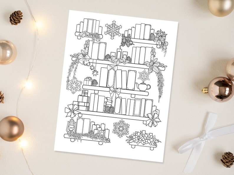 Printable December Floating Bookshelf Book Tracker Reading Log, Winter ...