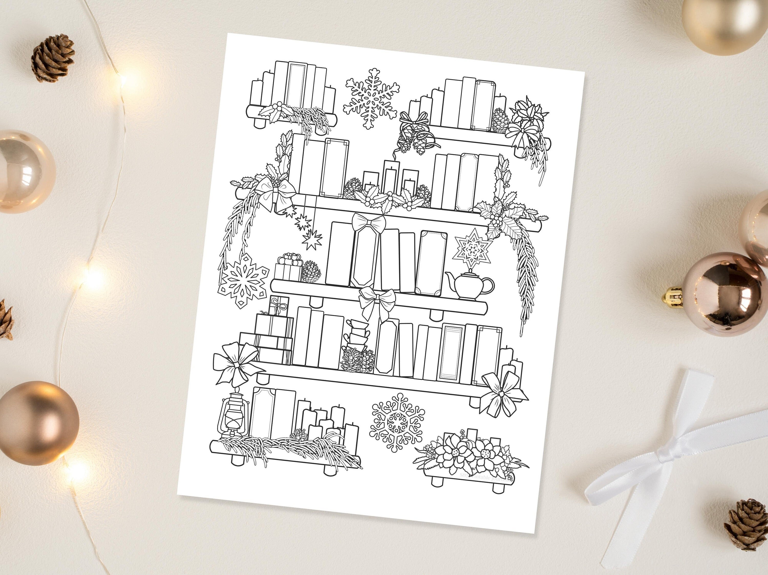 Printable December Floating Bookshelf Book Tracker Reading Log, Winter ...