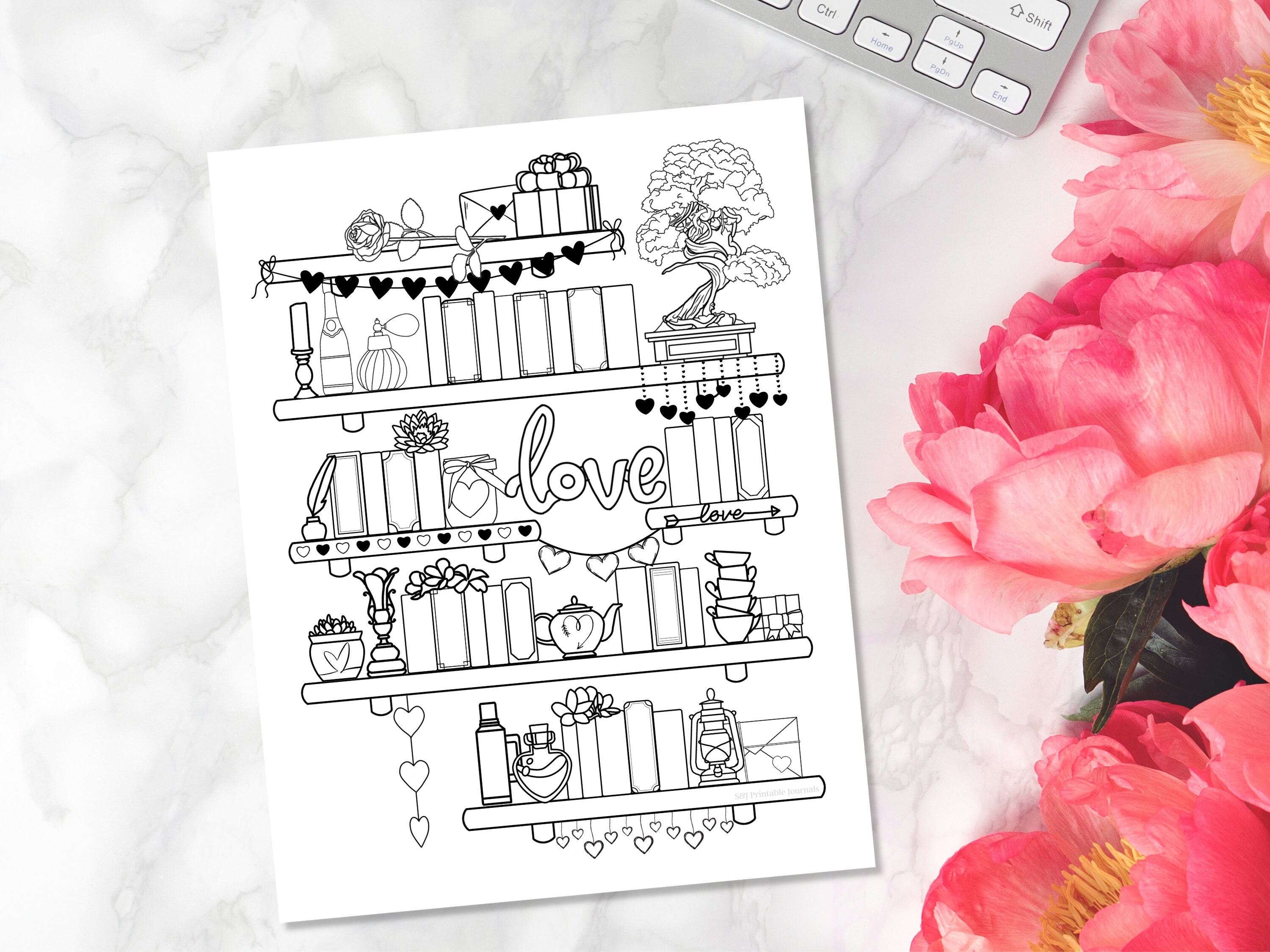 Printable February Bookshelf Book Tracker Reading Log, Valentine's Day ...