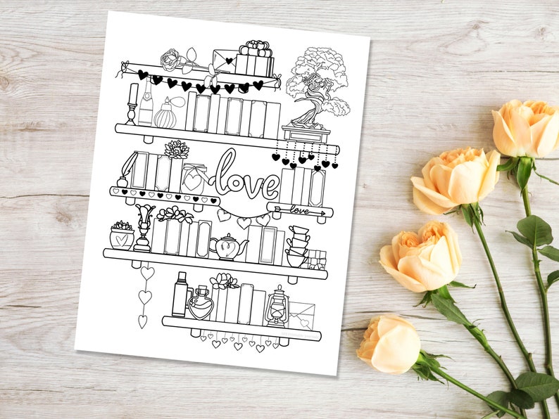 Printable February Bookshelf Book Tracker Reading Log, Valentine's Day ...