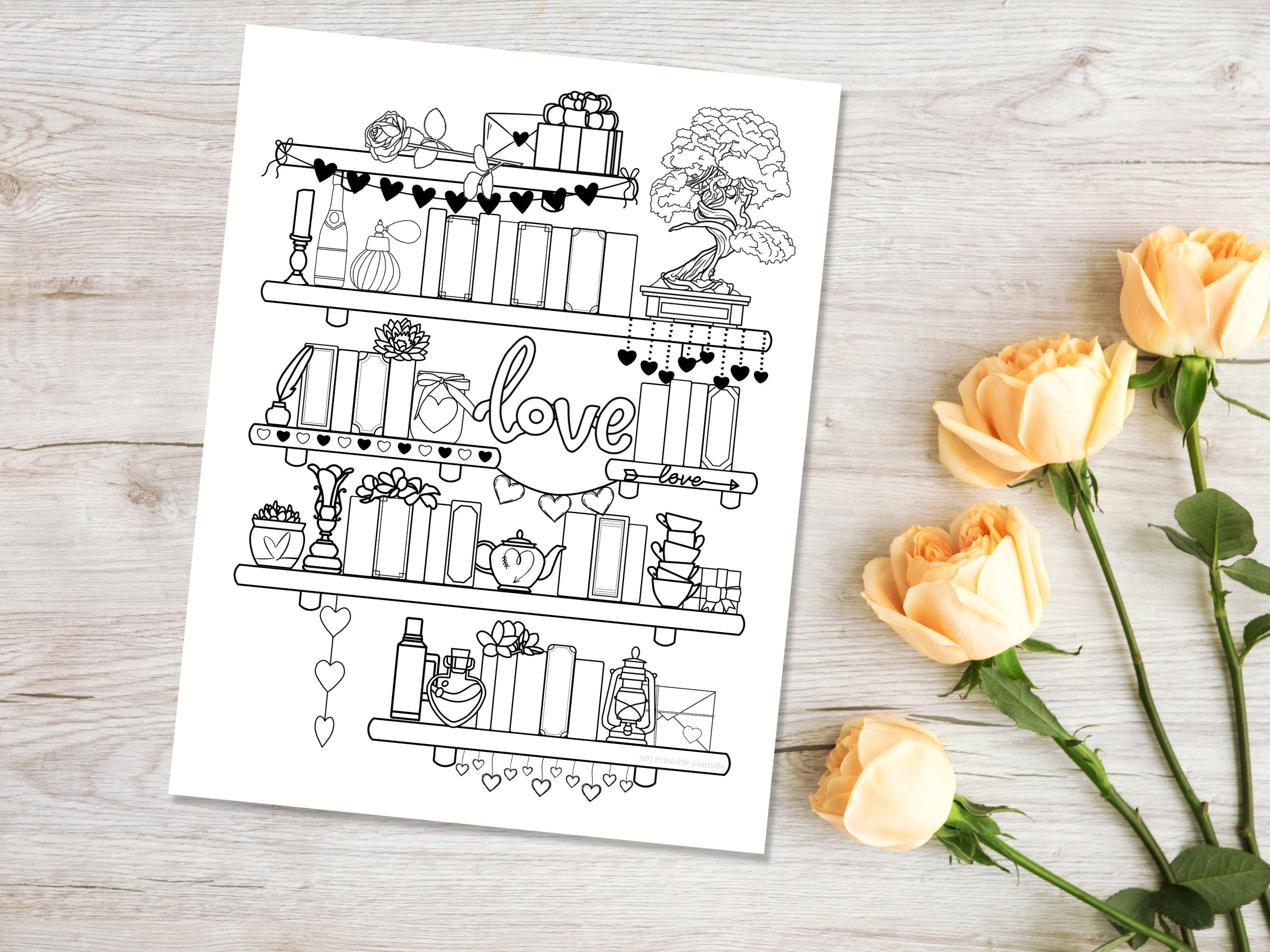 Printable February Bookshelf Book Tracker Reading Log, Valentine's Day ...