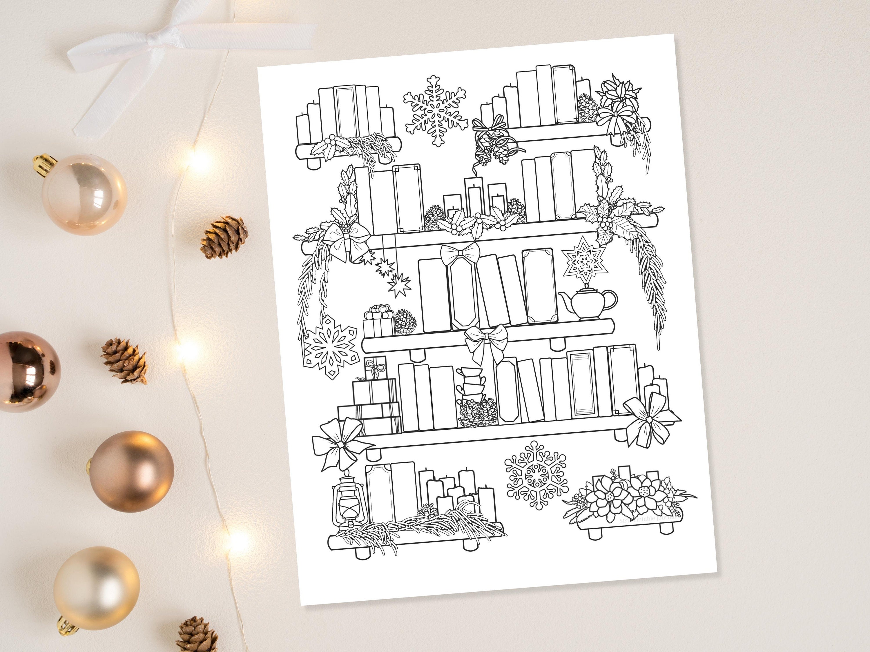 Printable December Floating Bookshelf Book Tracker Reading Log, Winter ...