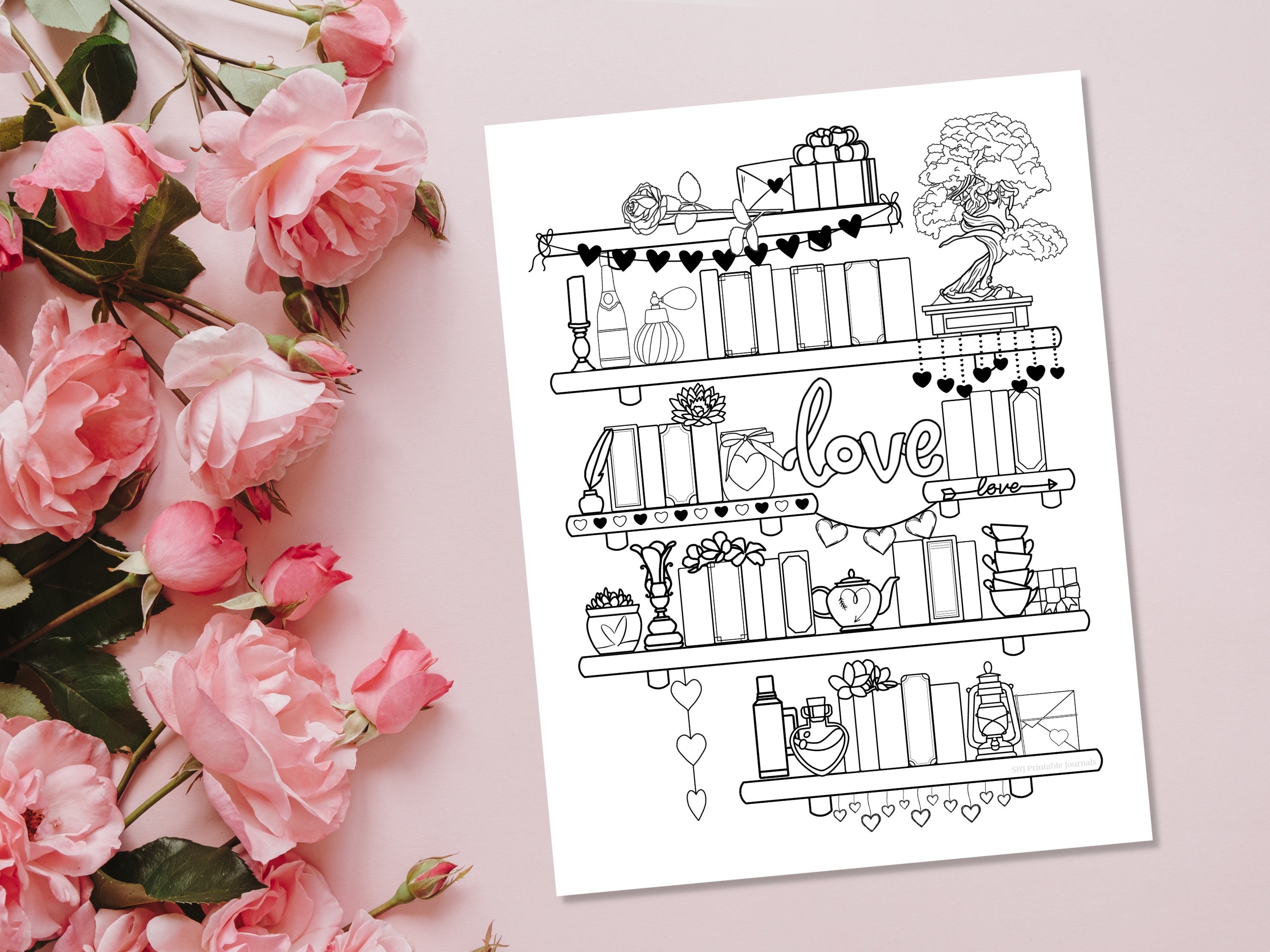 Printable February Bookshelf Book Tracker Reading Log, Valentine's Day ...