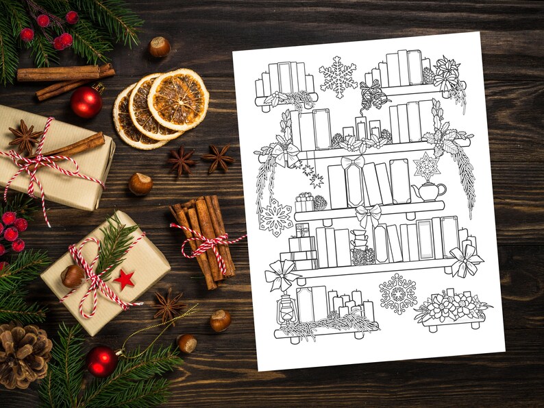 Printable December Floating Bookshelf Book Tracker Reading Log, Winter ...