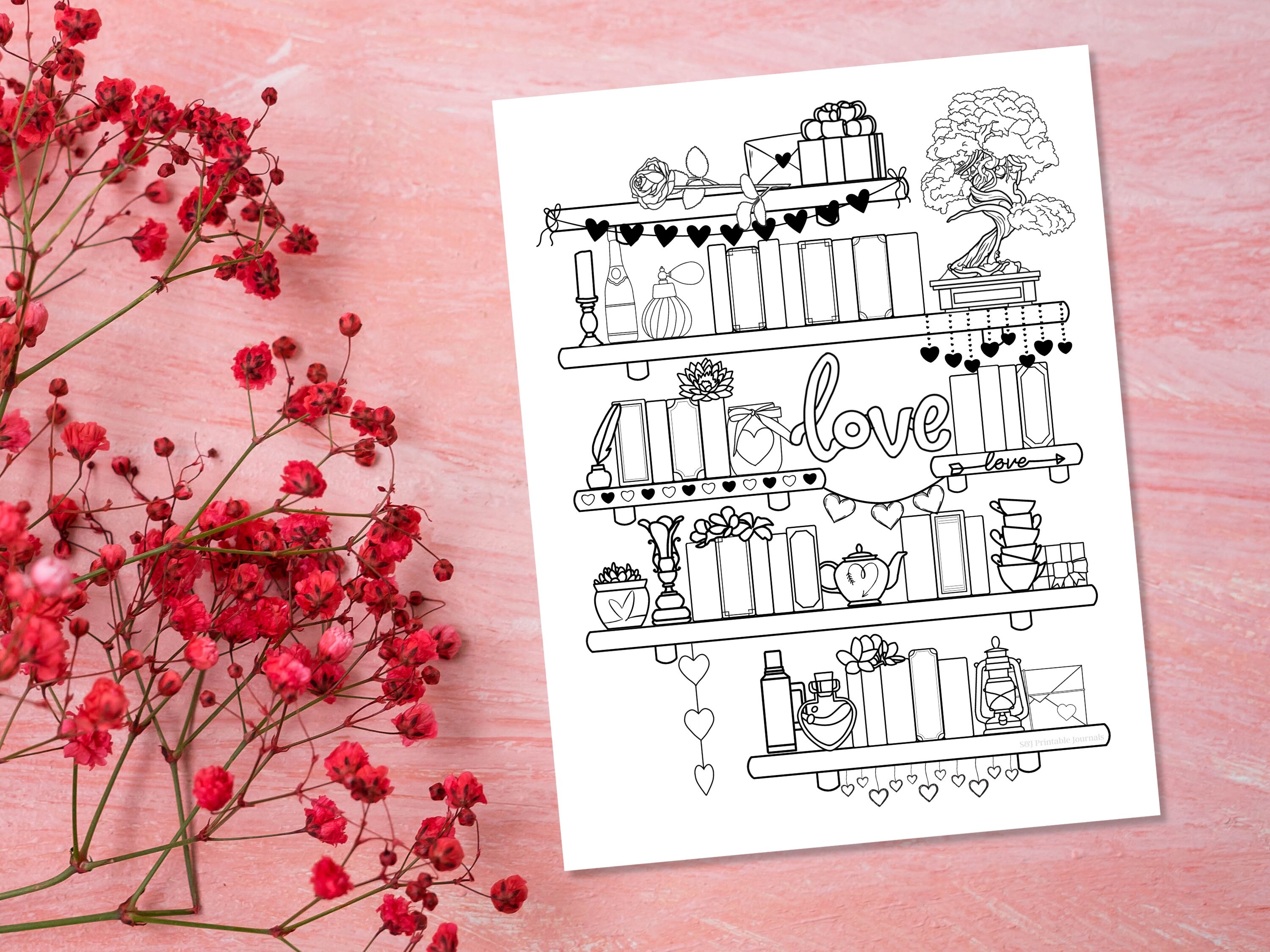 Printable February Bookshelf Book Tracker Reading Log, Valentine's Day ...