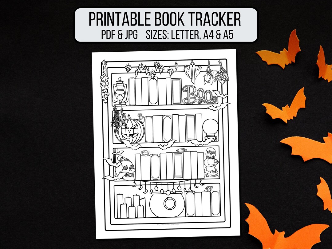 Printable Halloween Bookshelf Book Tracker Reading Log - Etsy