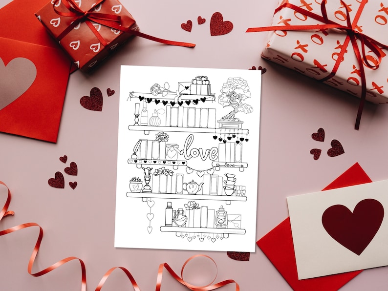 Printable February Bookshelf Book Tracker Reading Log, Valentine's Day ...