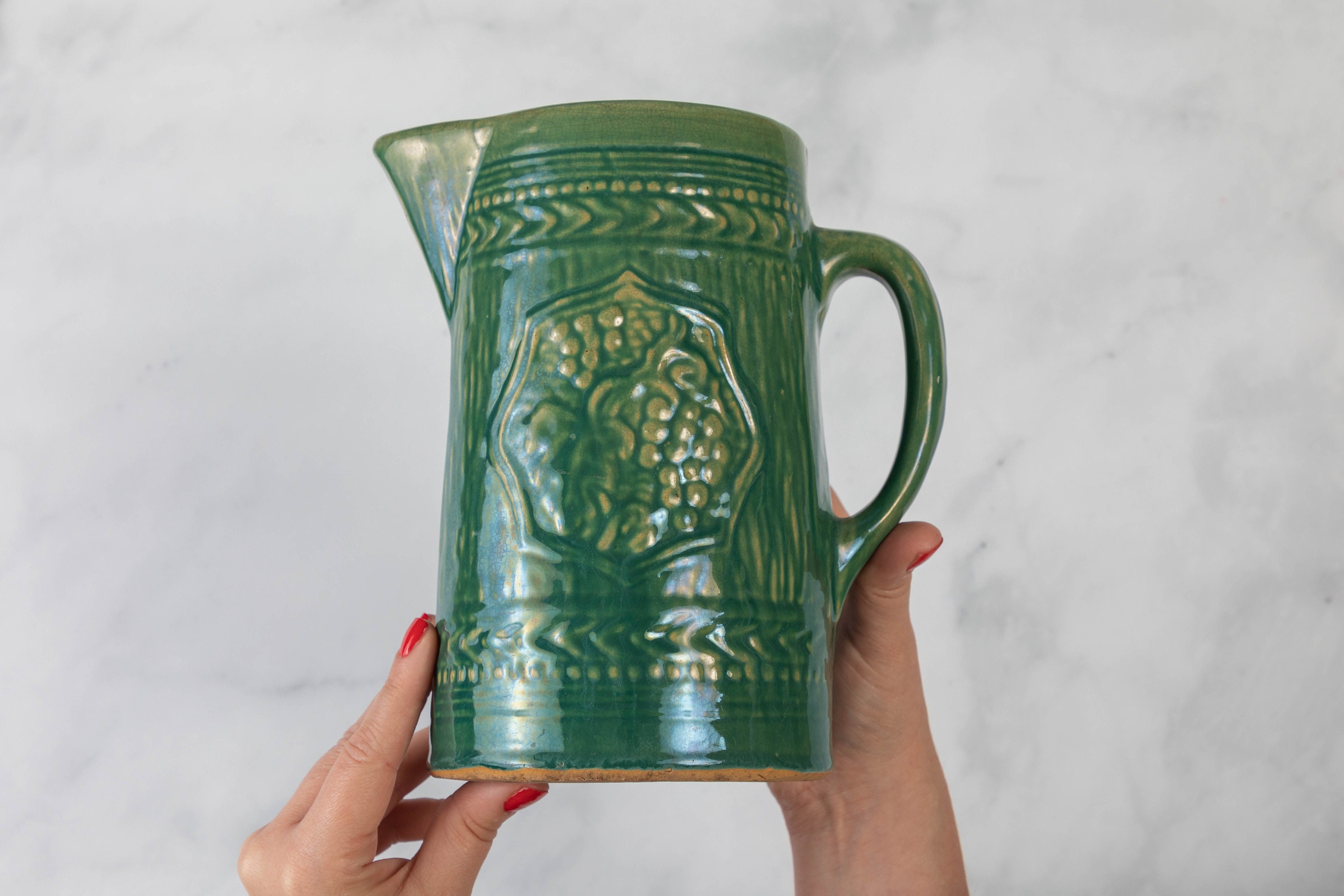 Nelson Mccoy Green Salt-glazed Pitcher - Etsy