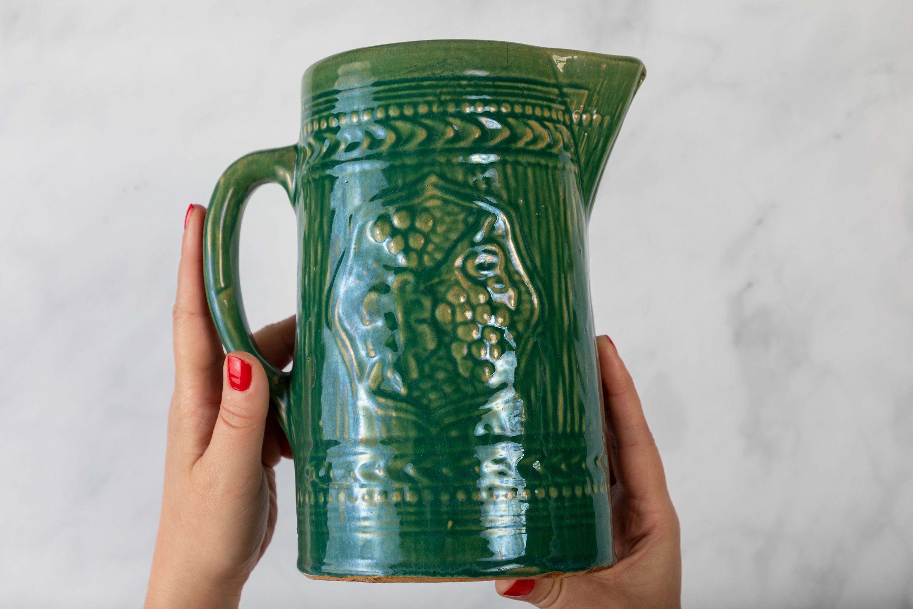 Nelson Mccoy Green Salt-glazed Pitcher - Etsy