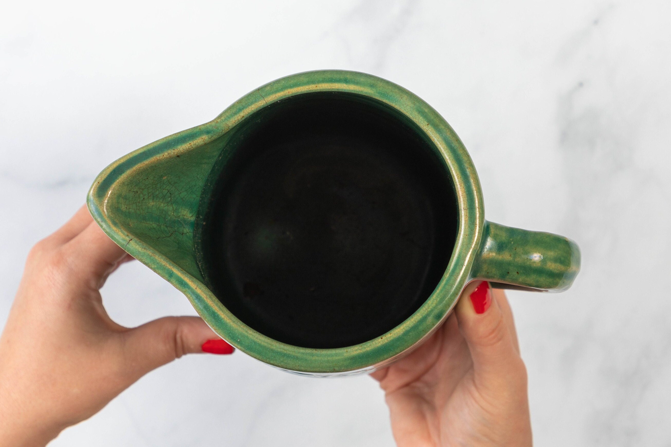 Nelson Mccoy Green Salt-glazed Pitcher - Etsy