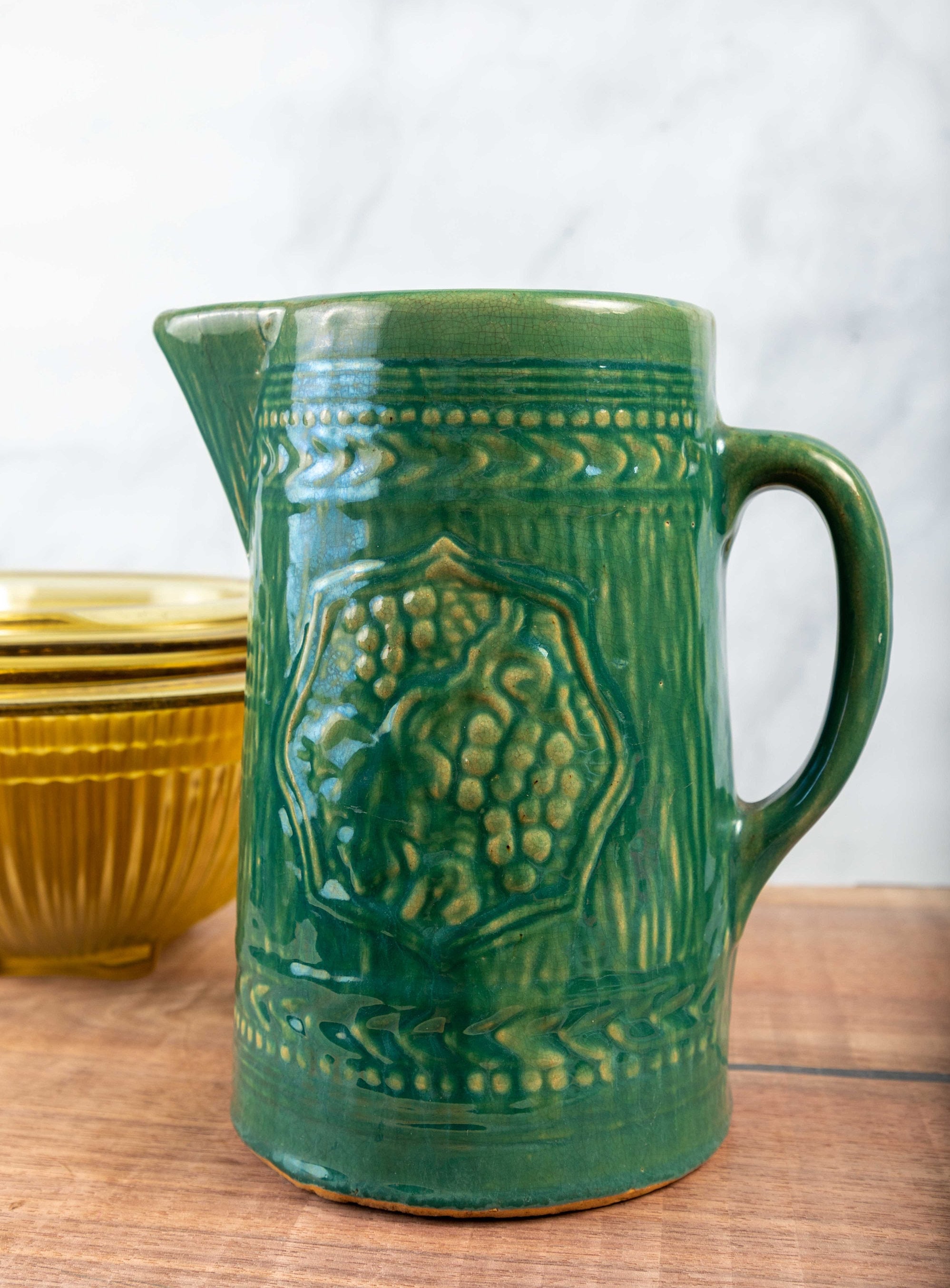 Nelson Mccoy Green Salt-glazed Pitcher - Etsy