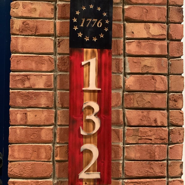 Rustic American Flag Address Sign - Etsy