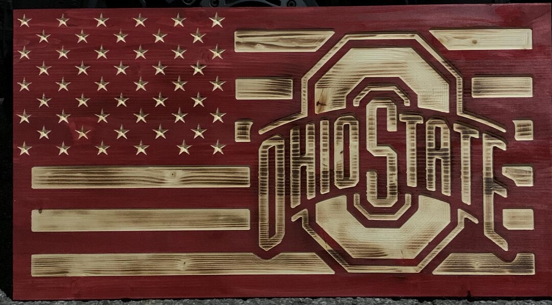 Ohio State Wooden Flag-wood Carved Flag-wood Flag-ohio-buckeyes -ohio ...