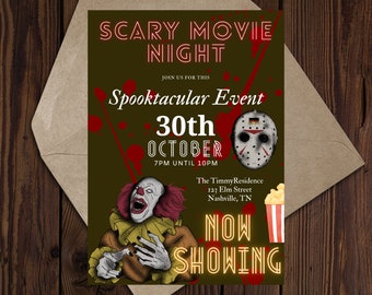 Scary Movie Night Invite - Etsy