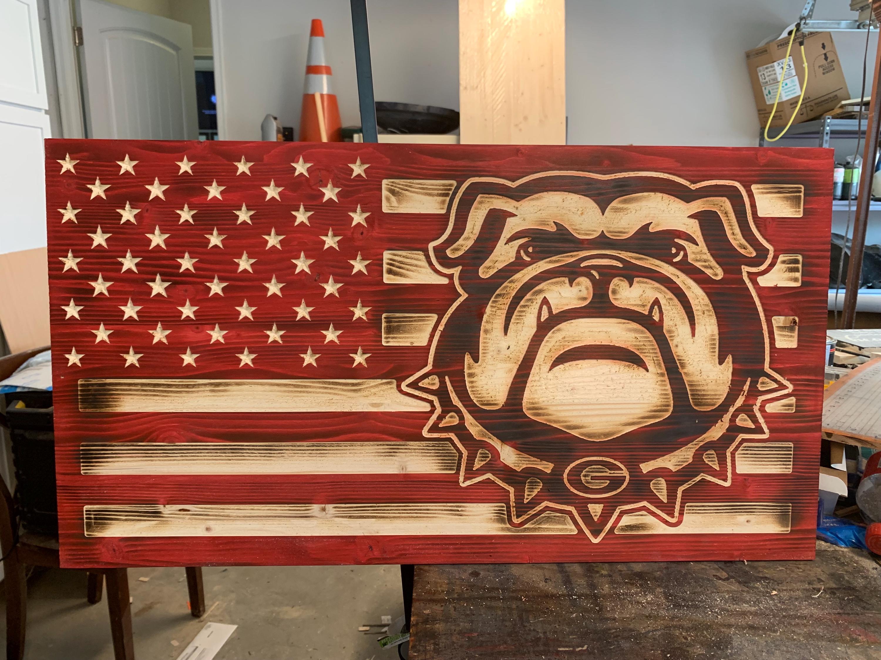 University of Georgia Wooden Flag-wood Carved Flag-wood Flag-uga Flag ...