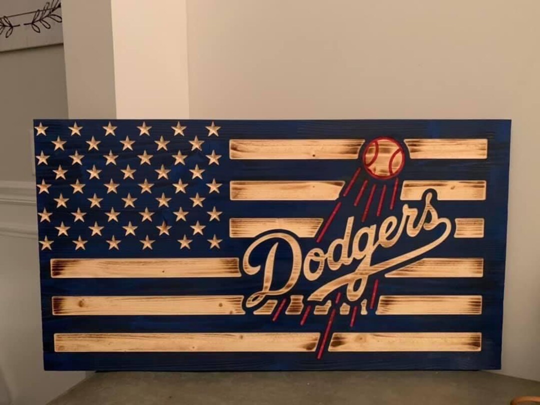 LA Fodgers-wood Carved Flag-wood Flag-dodgers Flag-dodgers-dodgers Flag ...