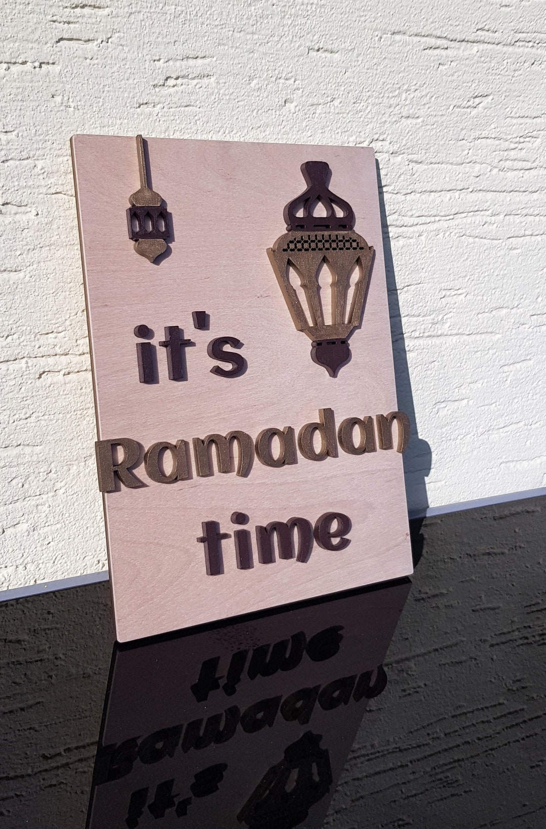 Wooden 3D Islamic Sign, It' S Ramadan Time, Beautiful Islamic Wall ...