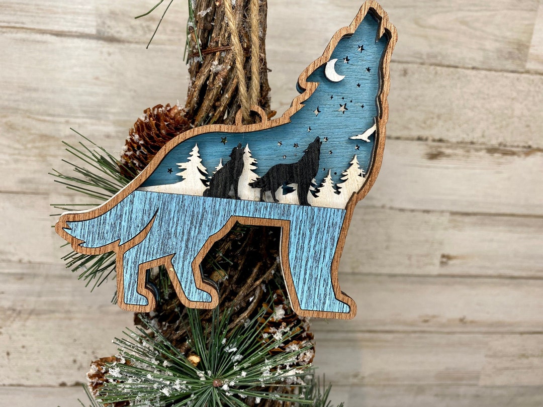Wolf Ornament, Wolf Christmas Tree Ornament, Layered Refrigerator ...