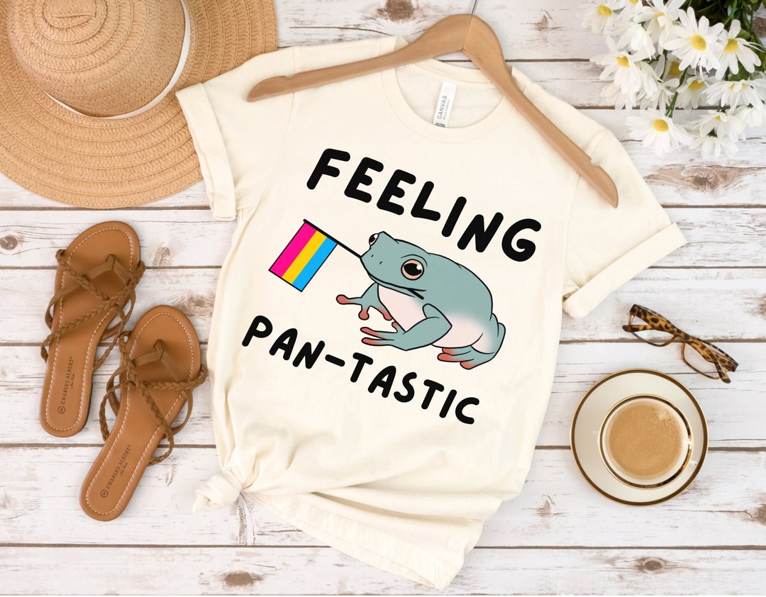 Feeling Pan-tastic Pansexual Pride Flag Cute Pride Month Frog T-shirt ...