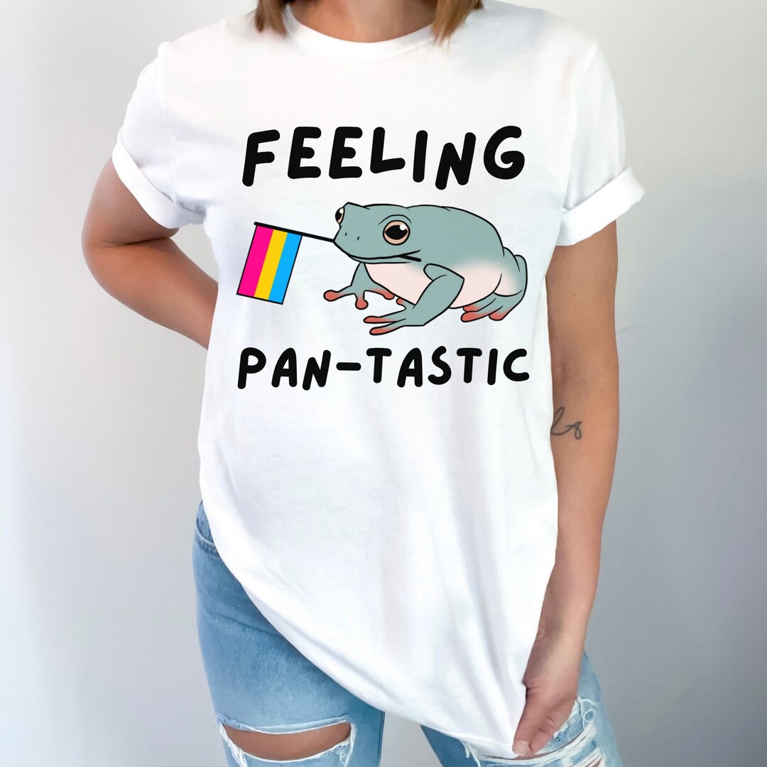 Feeling Pan-tastic Pansexual Pride Flag Cute Pride Month Frog T-shirt ...