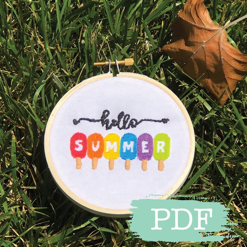 Hello Summer Popsicle Embroidery Pattern Ice Pop Design Digital Design ...