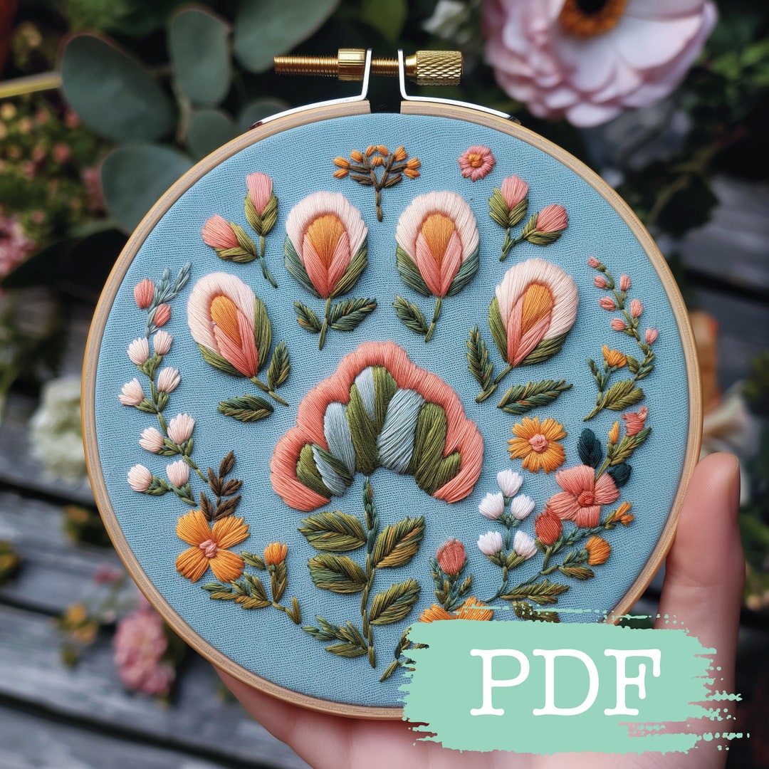 Create Meow-tastic Art Instant Download Floral Cat Paw Embroidery Design Perfect for Cat Lovers ...