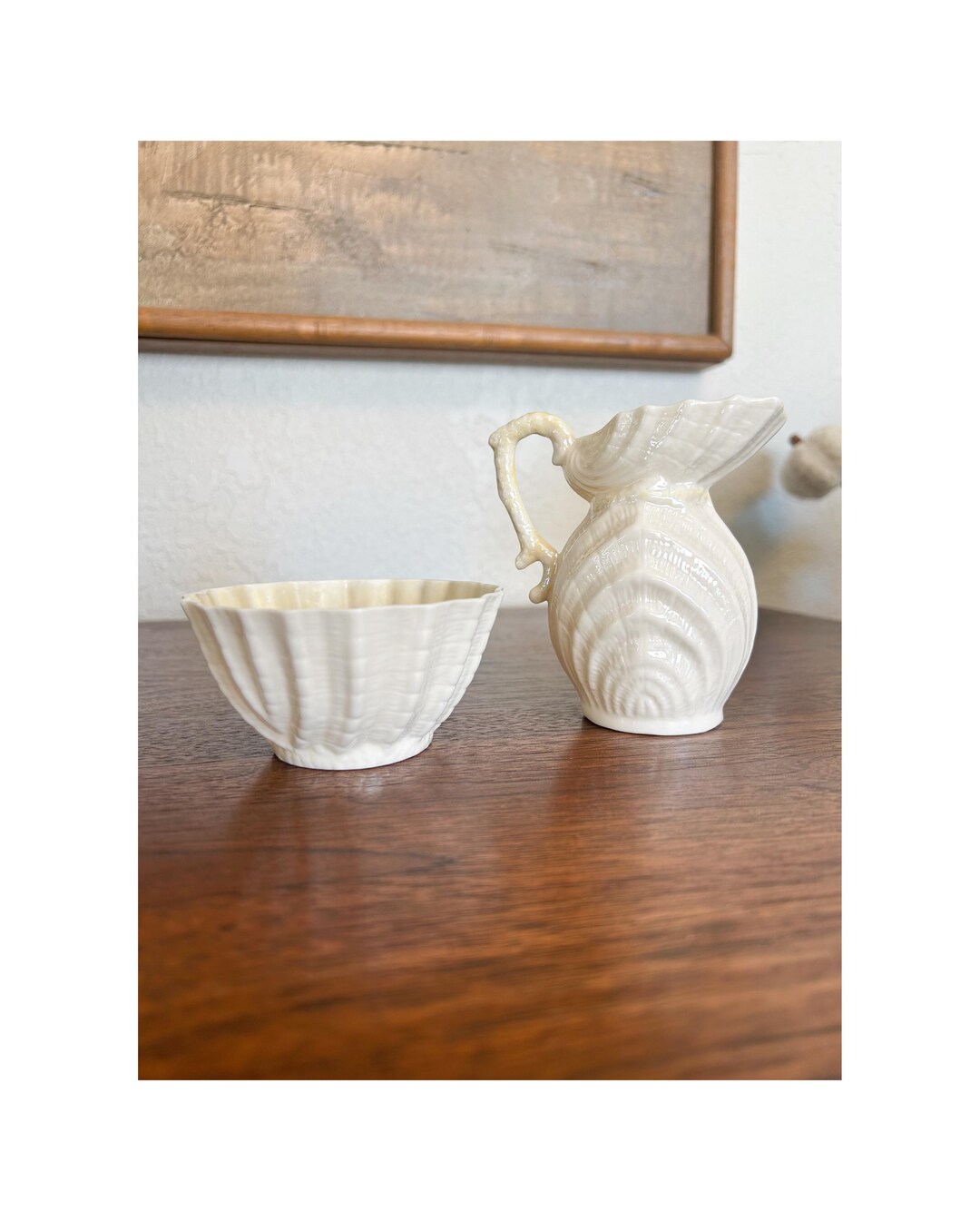 Vintage Belleek Neptune Double Shell Creamer and Sugar Bowl Set - Etsy