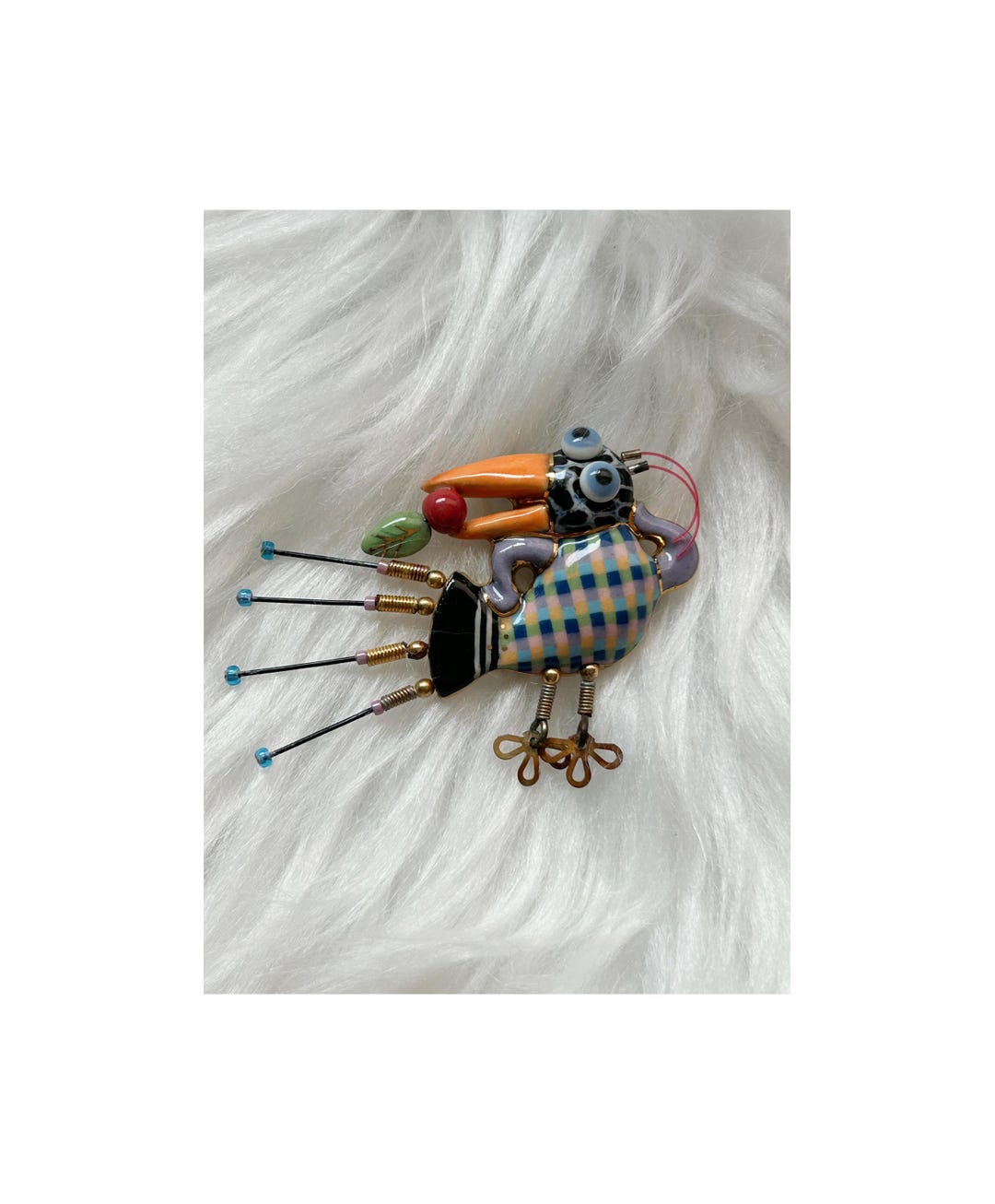 Vintage Cynthia Chuang Bird Brooch: Hand-painted Porcelain Wearable Art ...