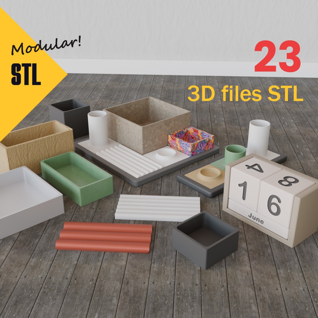 Modular Storage STL - 3D Print 23 Files - Stylish Desk Organizer - Etsy