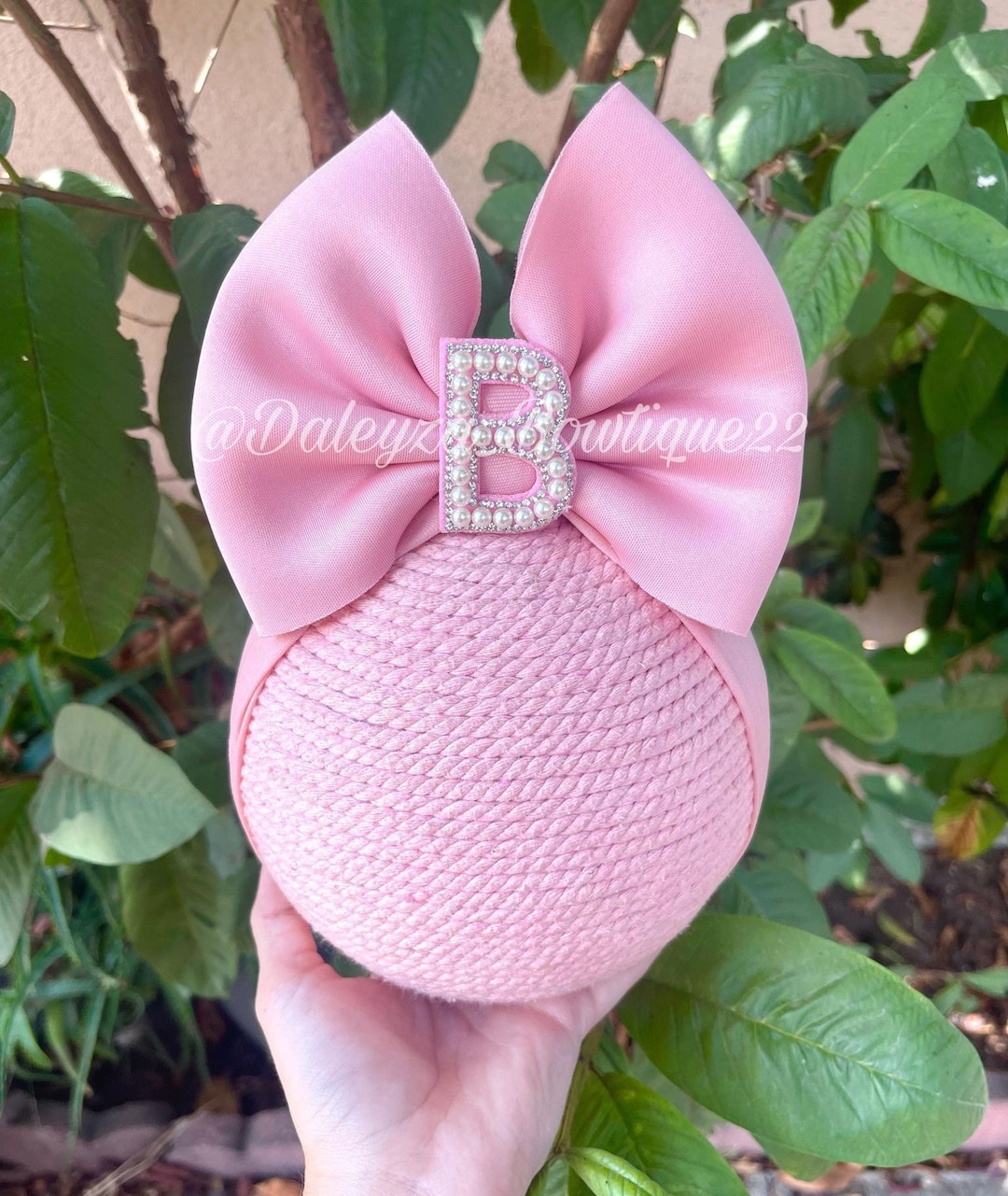 Rhinestone Pearl Big Letter | Big Bow on Headband | Pink Rhinestone ...