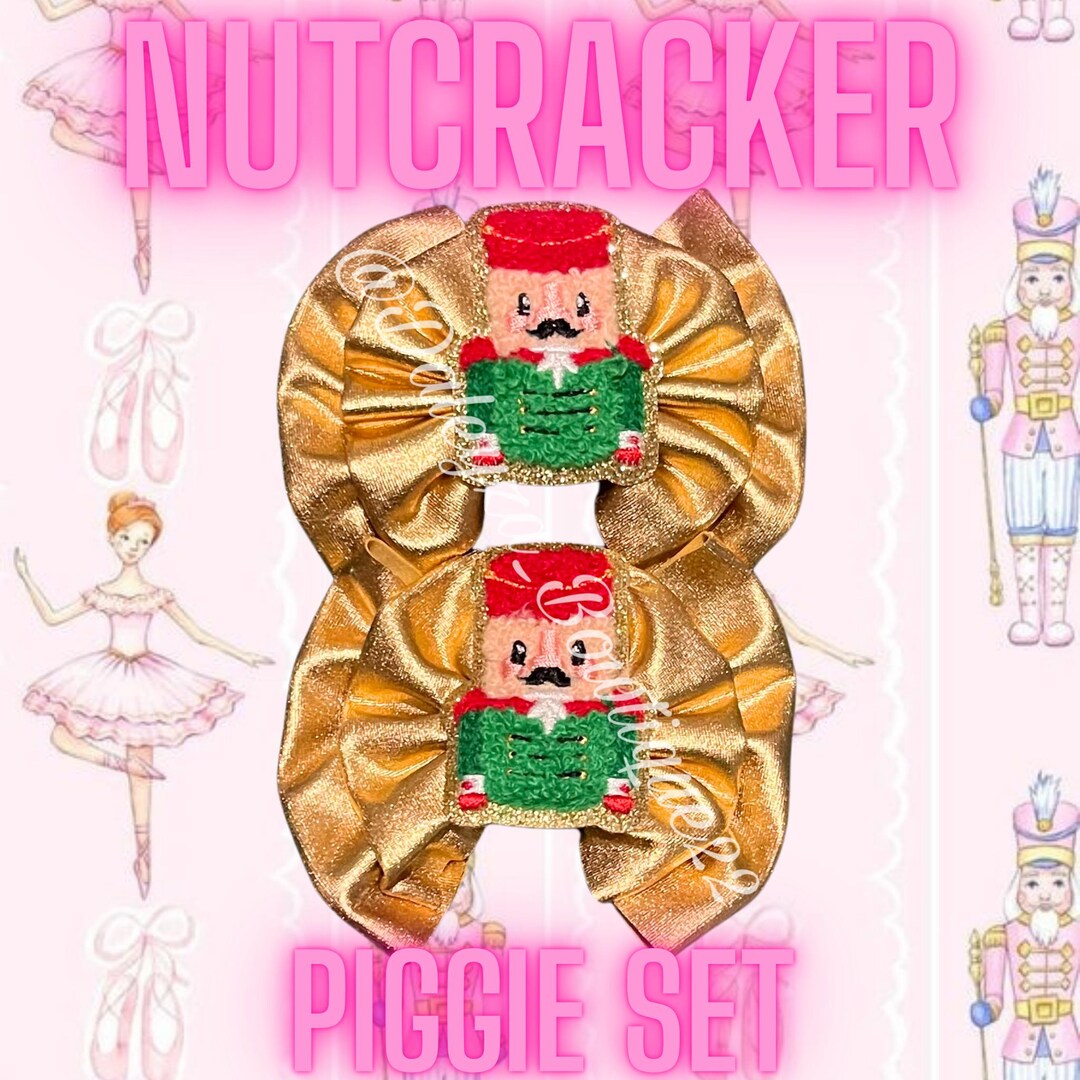 Nutcracker Double Bow 4 Inch Piggie Set | Christmas Bows | 4 Inch Bows ...