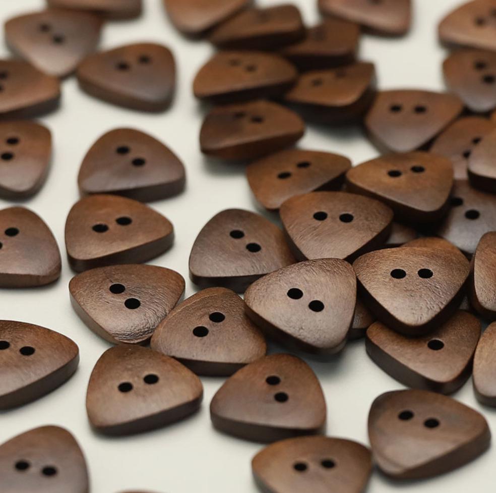 2-hole Triangular Wood Buttons Kids Women Natural Wood Buttons for DIY ...