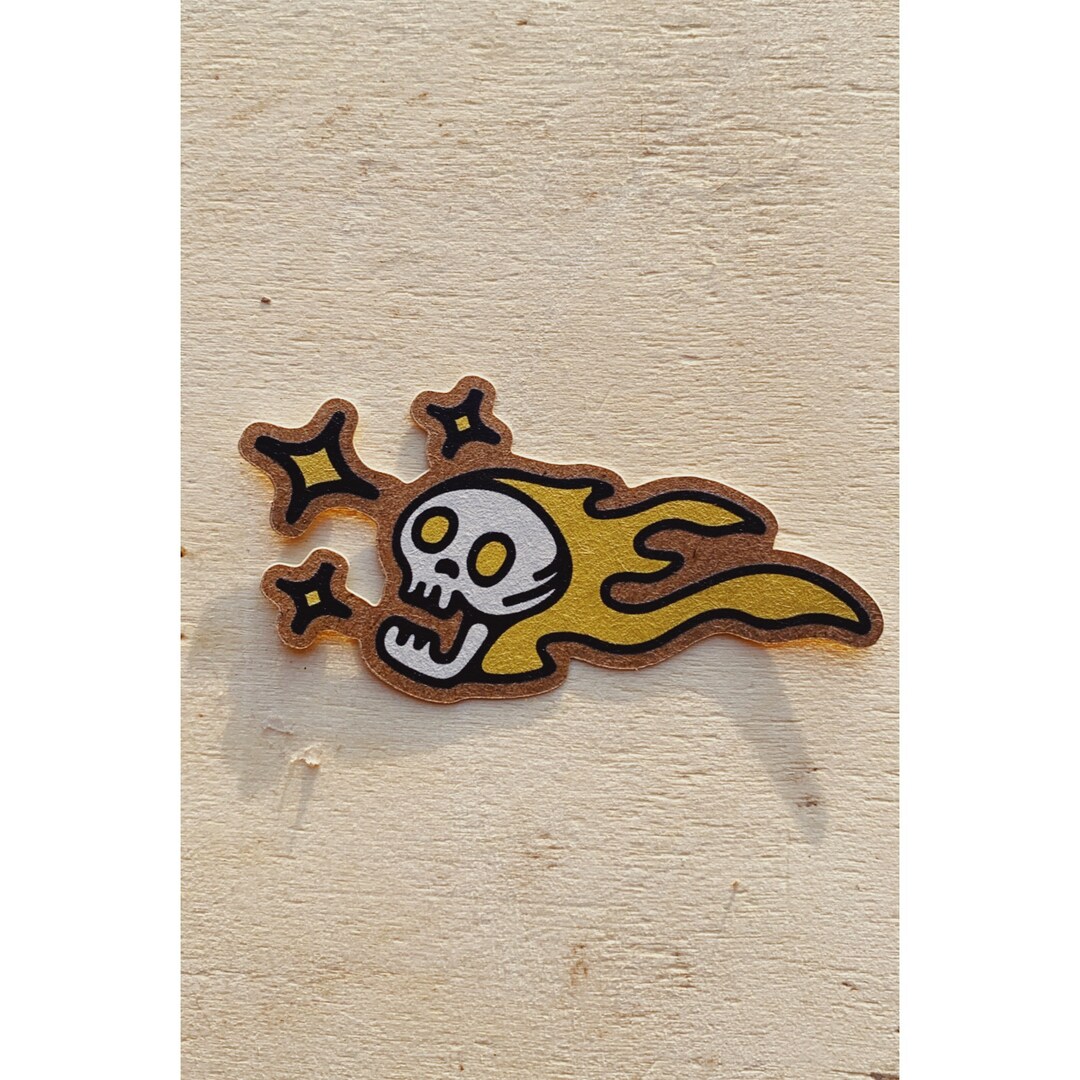 Skull With Flames and Glimmers Sticker Traditional Tattoo Sticker on ...