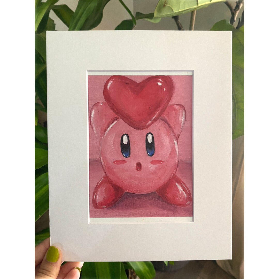 Kirby Heart Art Print Gamer Art Pink Kawaii Art Print Gamer Girl - Etsy