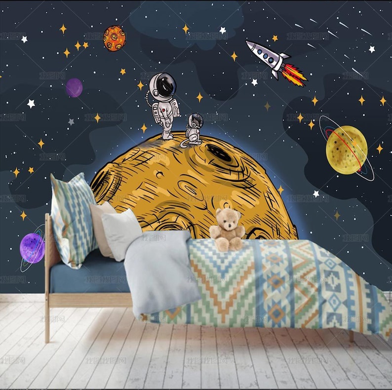 Outer Space Wallpaper for Kids Kids Room Wallpaper Peel and - Etsy
