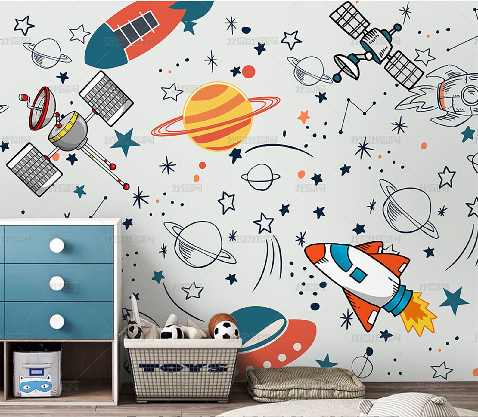 Outer Space Wallpaper for Kids Kids Room Wallpaper Peel and - Etsy