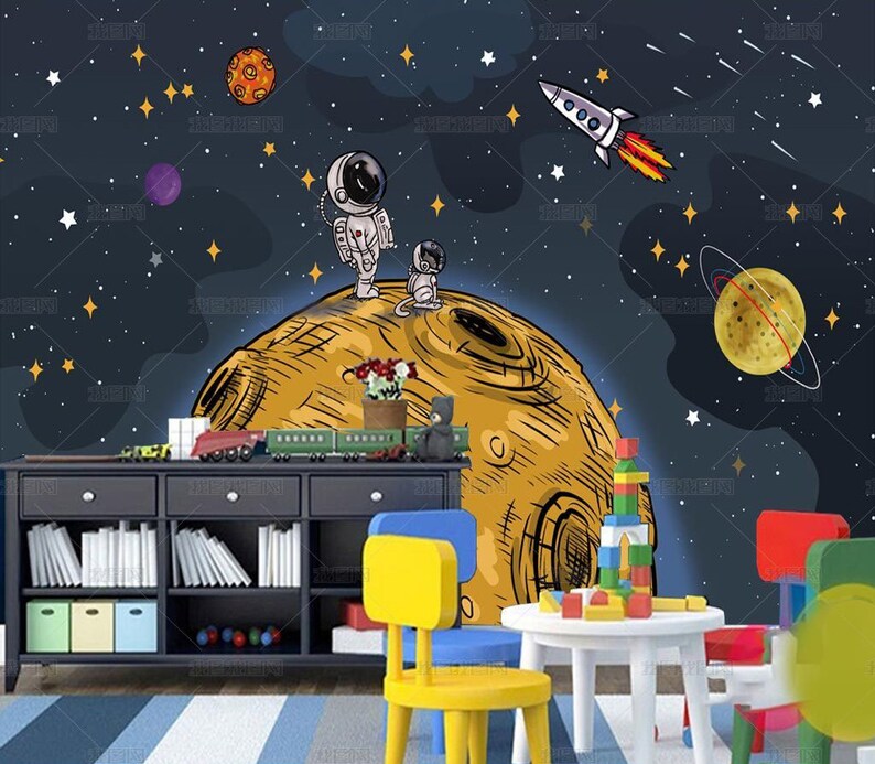Outer Space Wallpaper for Kids Kids Room Wallpaper Peel and - Etsy