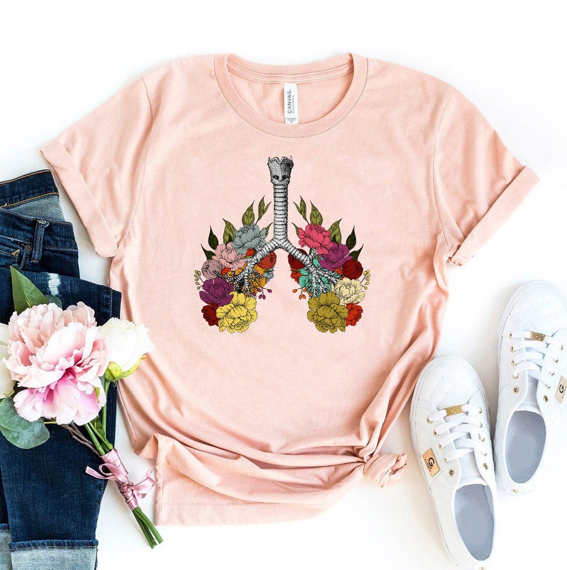 Floral Lungs T-shirt, Anatomy Shirt, Pulmonology Gift, Donation ...