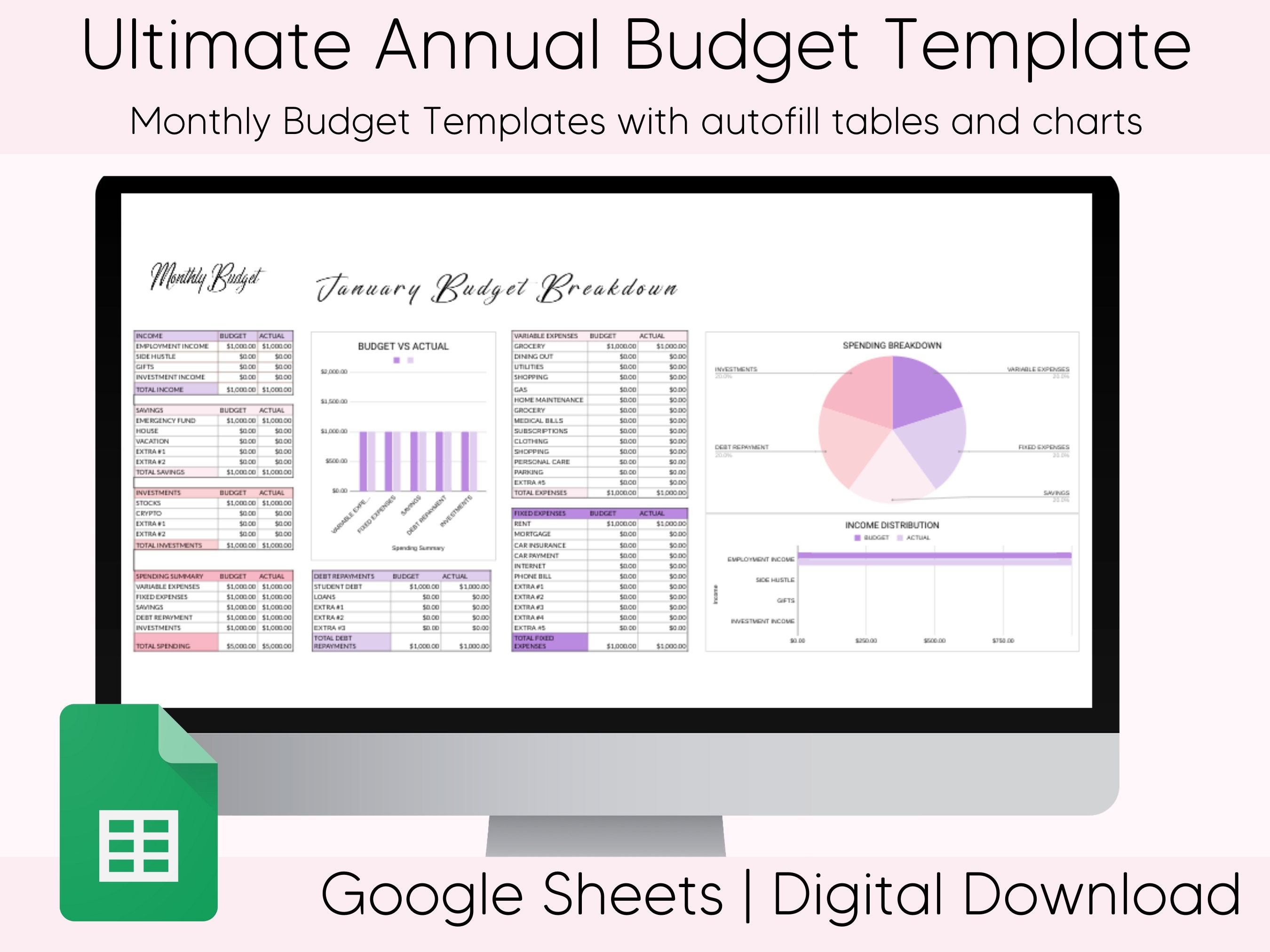 Ultimate Annual Budget Template 15 Sheets Included | Budget Template ...