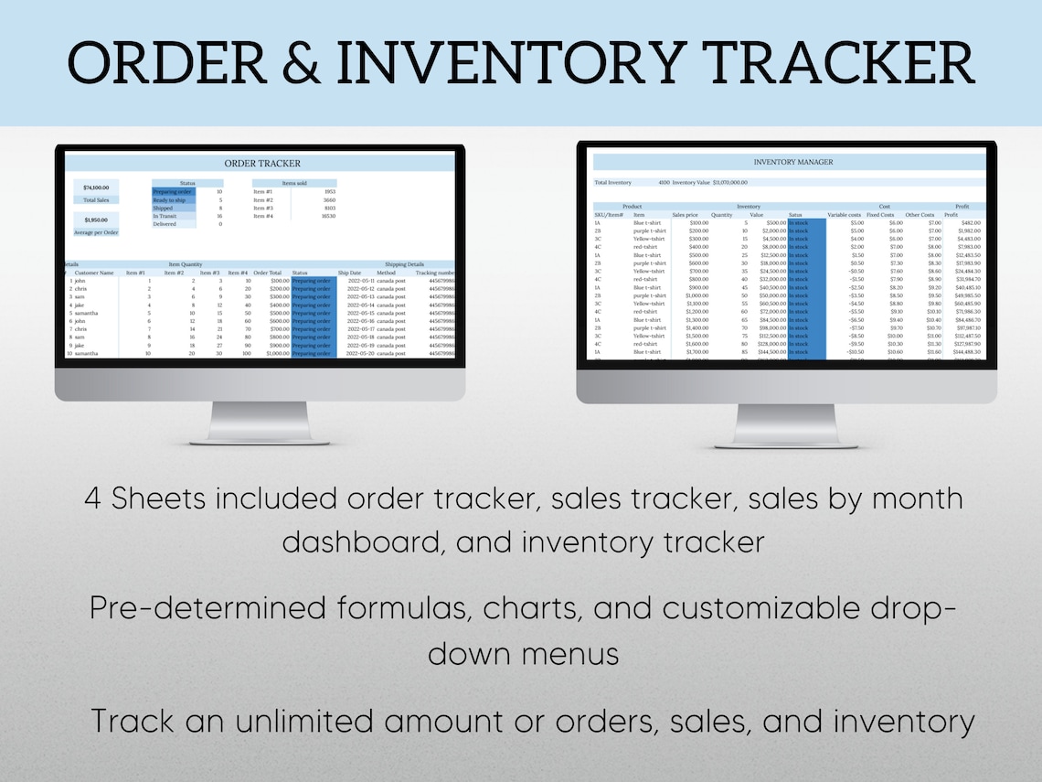 Order Tracker Spreadsheet, Inventory Manager, Order Tracker Google ...